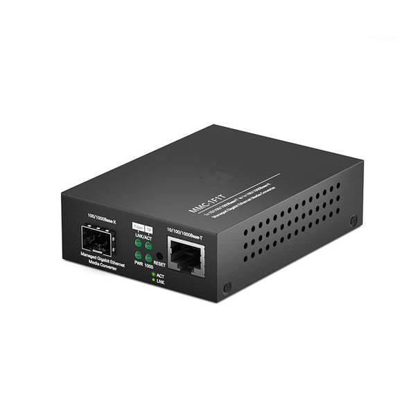 Managed 1x 10/100/1000Base-T RJ45 to 1x 100/1000Base-X SFP Slot Gigabi ...