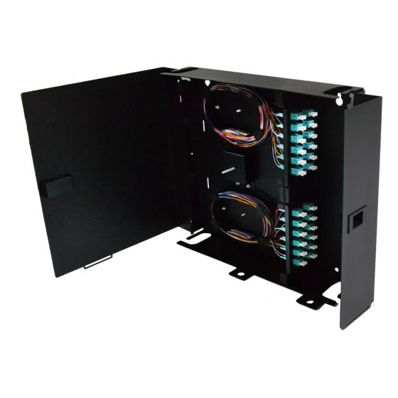 Wall Mount Enclosure 4 Panel Deluxe Loaded with 4 Duplex SC OM3 Plates ...