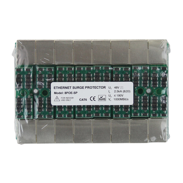 8POE-SP - 8 port Full 8 pin Cat6 RJ45 Gigabit/2.5G Ethernet surge prot ...