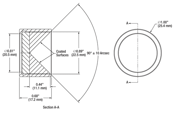 T-HR1015-F01 - Ø1" Mounted Hollow Roof Prism Mirror, UV Enhanced Alumi ...