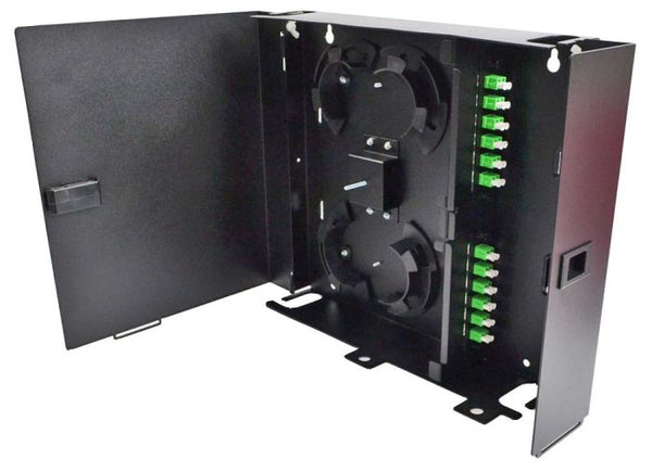 Wall Mount Enclosure 2 Panel Deluxe Loaded with 2 Duplex LC/APC Plates ...