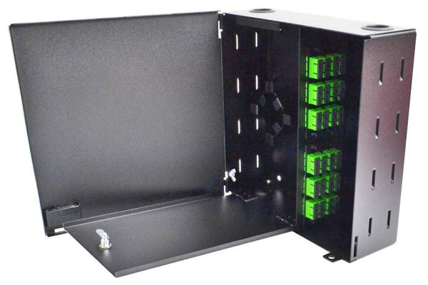 Wall Mount Enclosure 4 Panel Deluxe Loaded with 4 Duplex SC/APC Plates ...