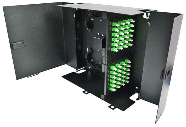 Wall Mount Enclosure 8 Panel Deluxe Loaded with 8 Duplex LC/APC Plates ...