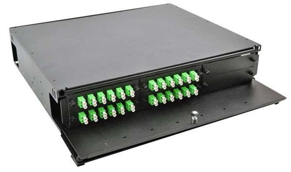 2RU Rack Mount w/4 LC/APC & 2 Blank Plates/Trays-Black – Fosco Connect