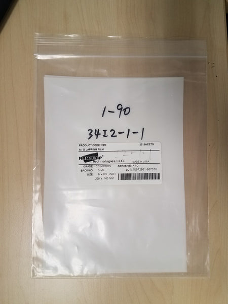 3M 261X Aluminum Oxide lapping film, 9" x 6.5" sheet, grit 0.3µm. Pack ...