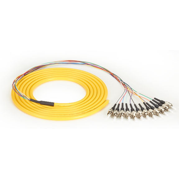 12 Fiber ST/UPC Single Mode Distribution Style Pigtail,12 Strand Yello ...