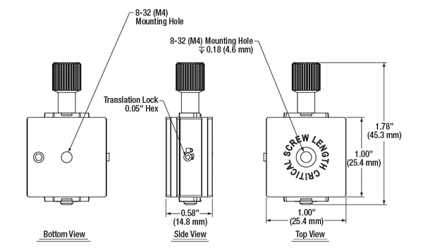 TH-DT12 - 1/2" Dovetail Translation Stage, 8-32 Taps – Fosco Connect