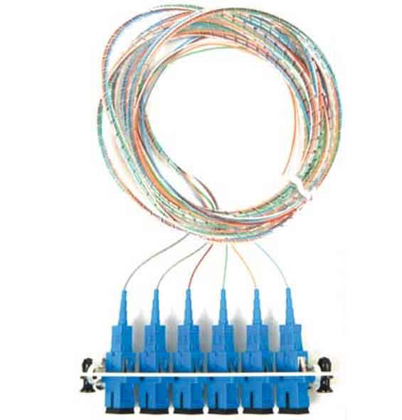 Snap Pack (6) Adapters, SC/APC, 6 Fiber Pigtail, Singlemode 3 Meters ...