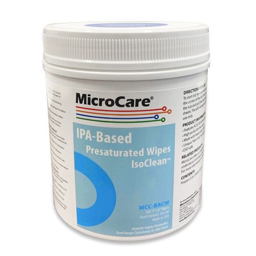 MicroCare MCC-BACW IsoClean 100% IPA Alcohol Wipes 5x8, 100/Tub – Fosco ...
